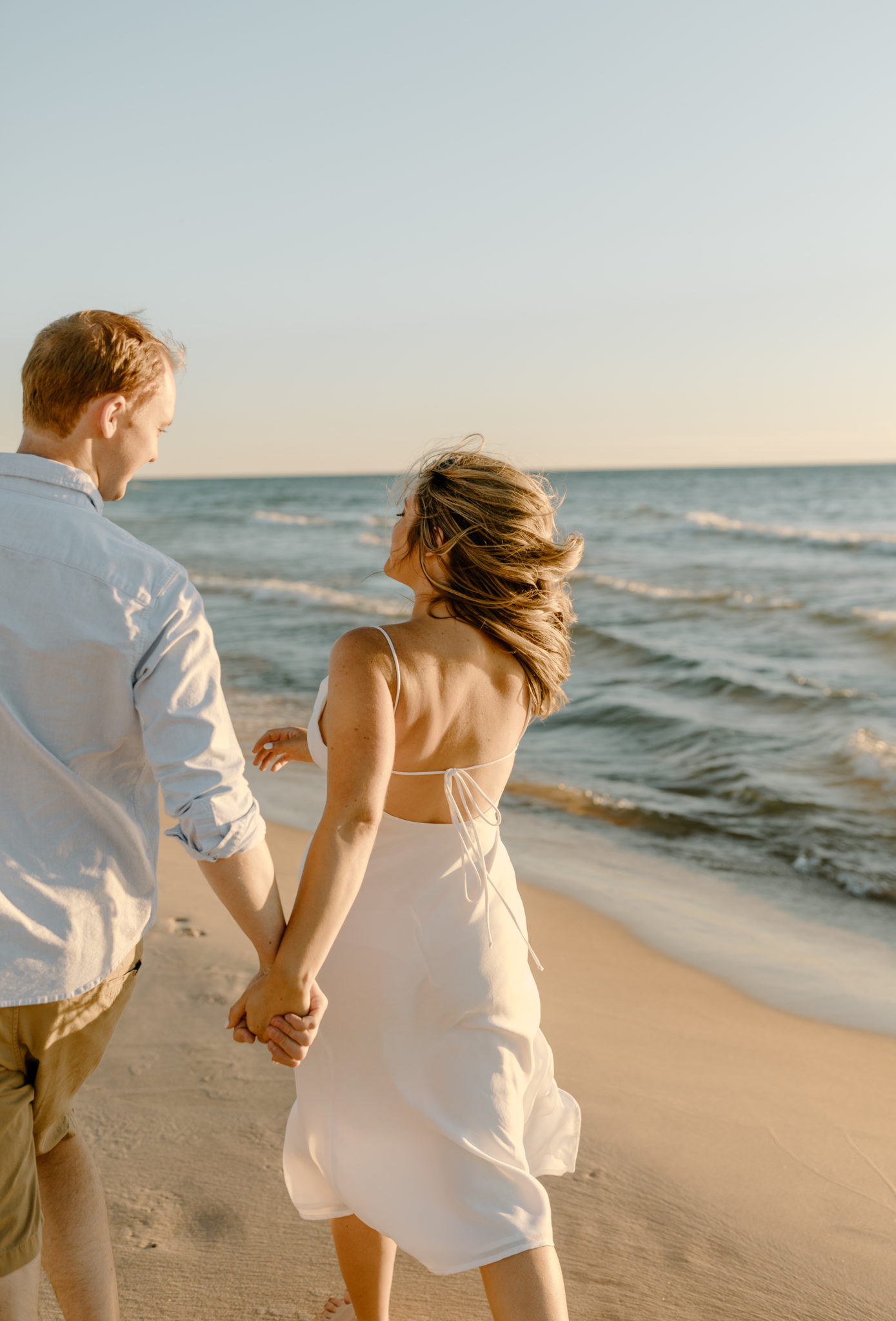 Lake Michigan Beach Engagement Photos