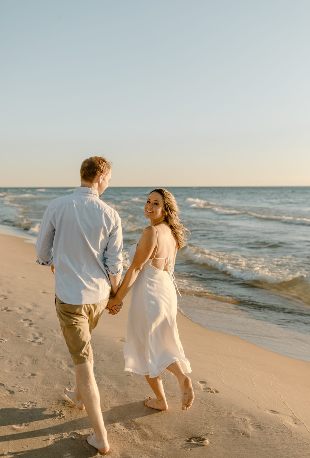 Lake Michigan Beach Engagement Photos