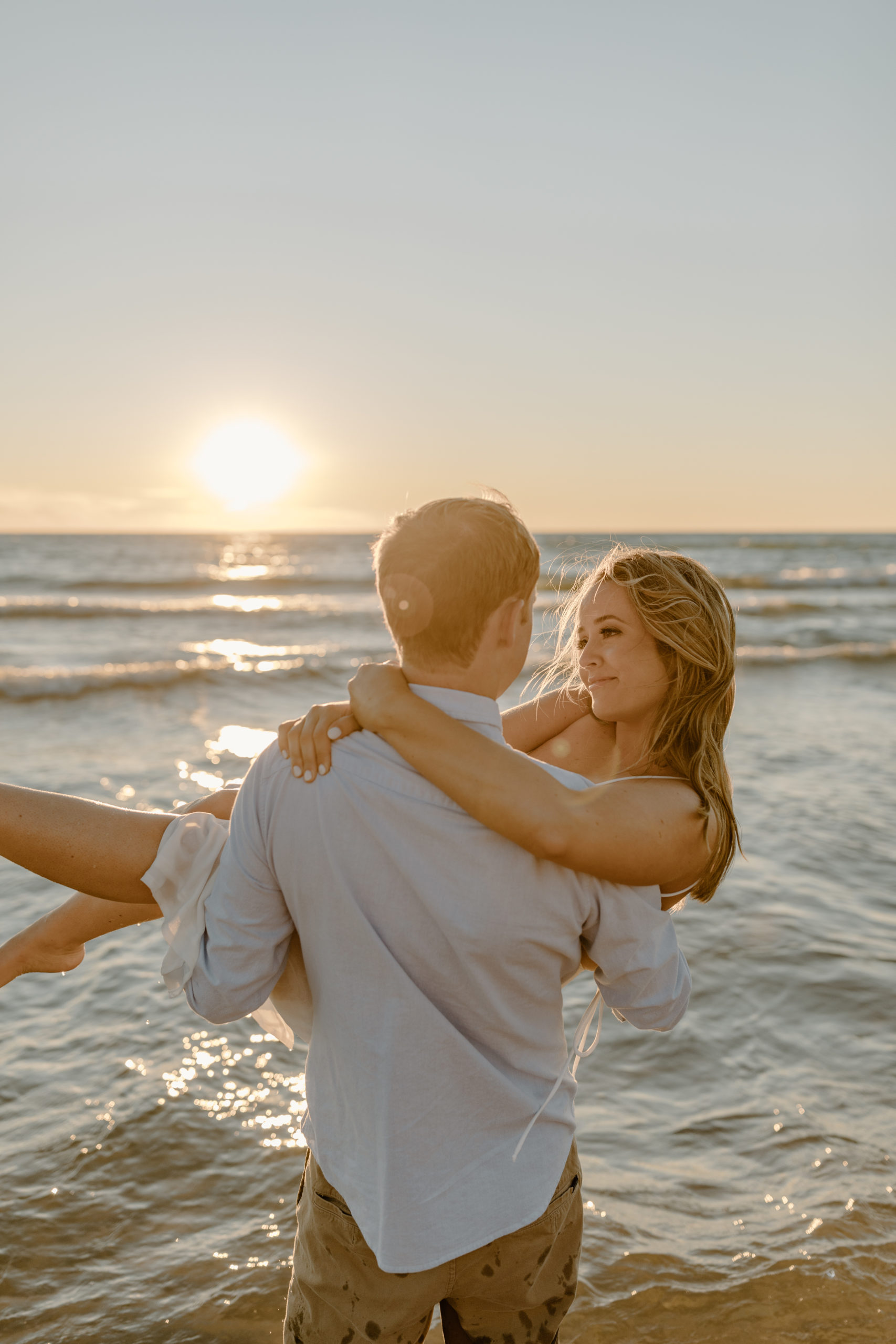 Lake Michigan Beach Engagement Photos
