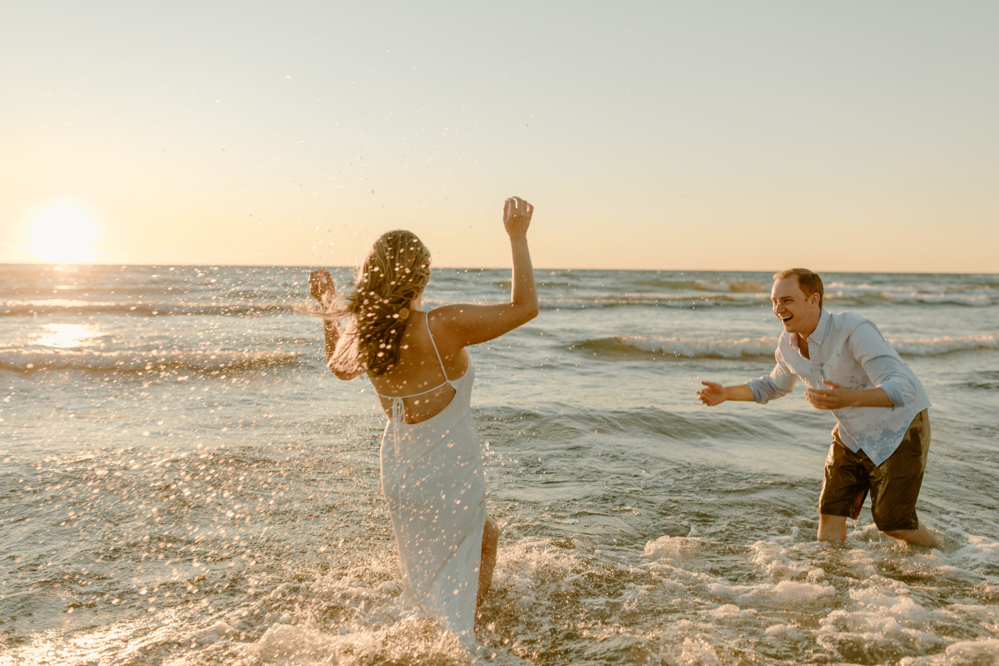 Lake Michigan Beach Engagement Photos