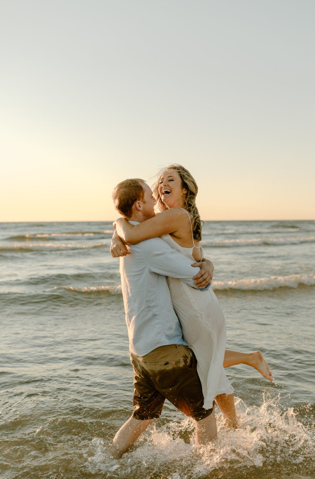 Lake Michigan Beach Engagement Photos