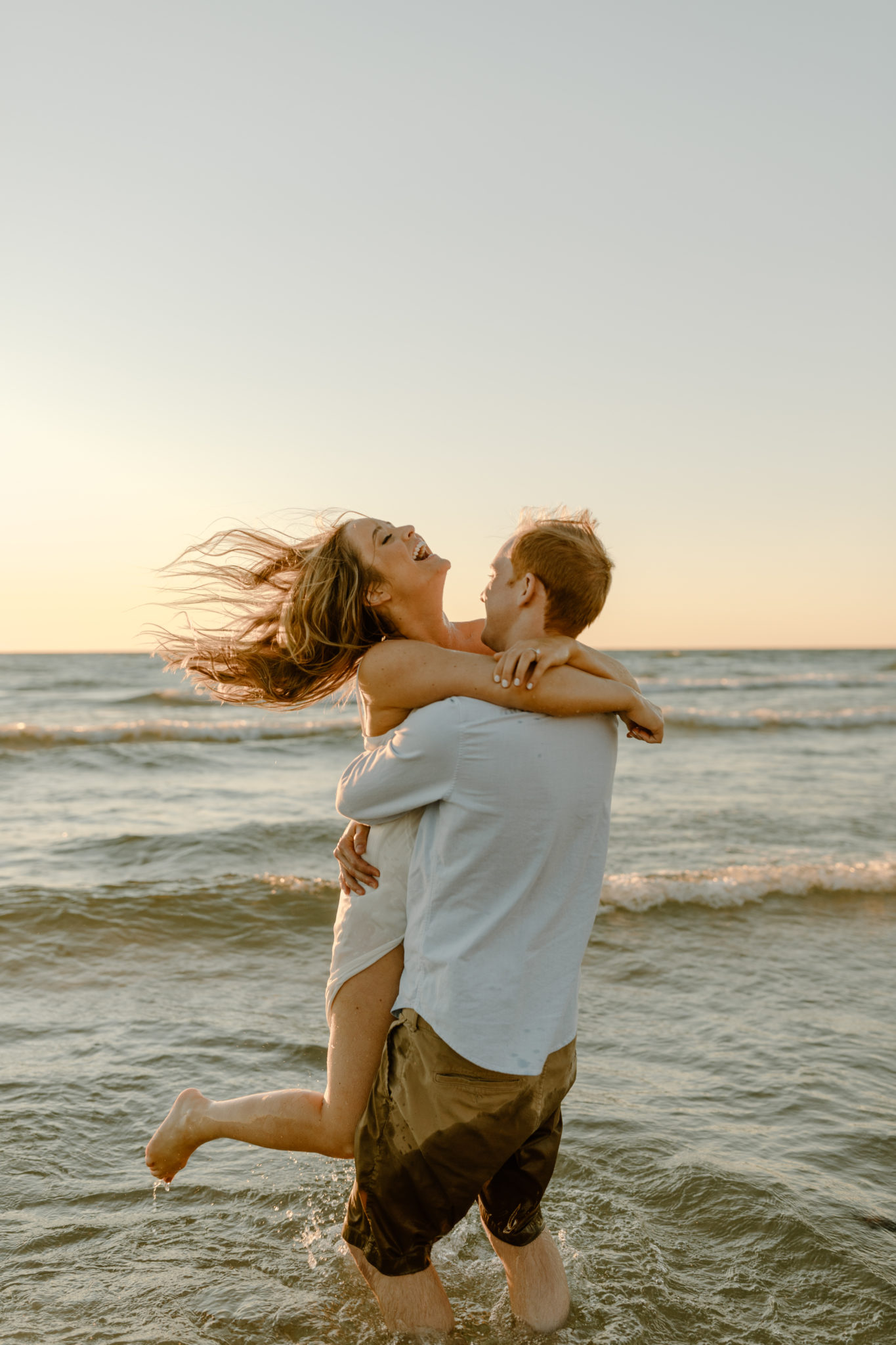 Lake Michigan Beach Engagement Photos